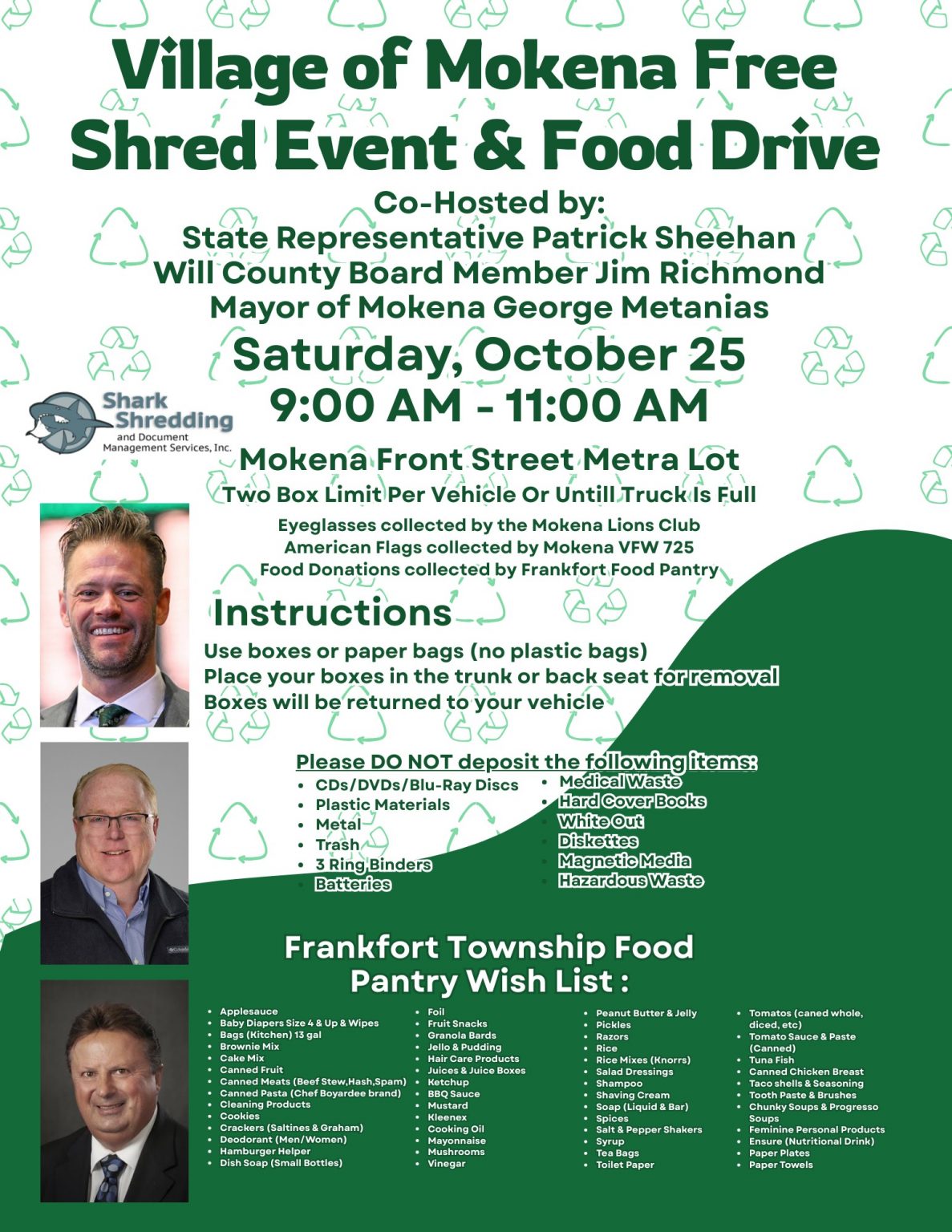 Rep. Sheehan to Co-Host Free Shred Event and Food Drive in Mokena ...